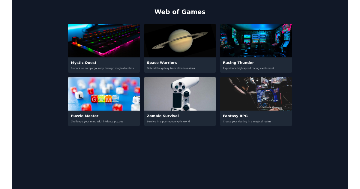 Game Gallery - Free React, Tailwind Component