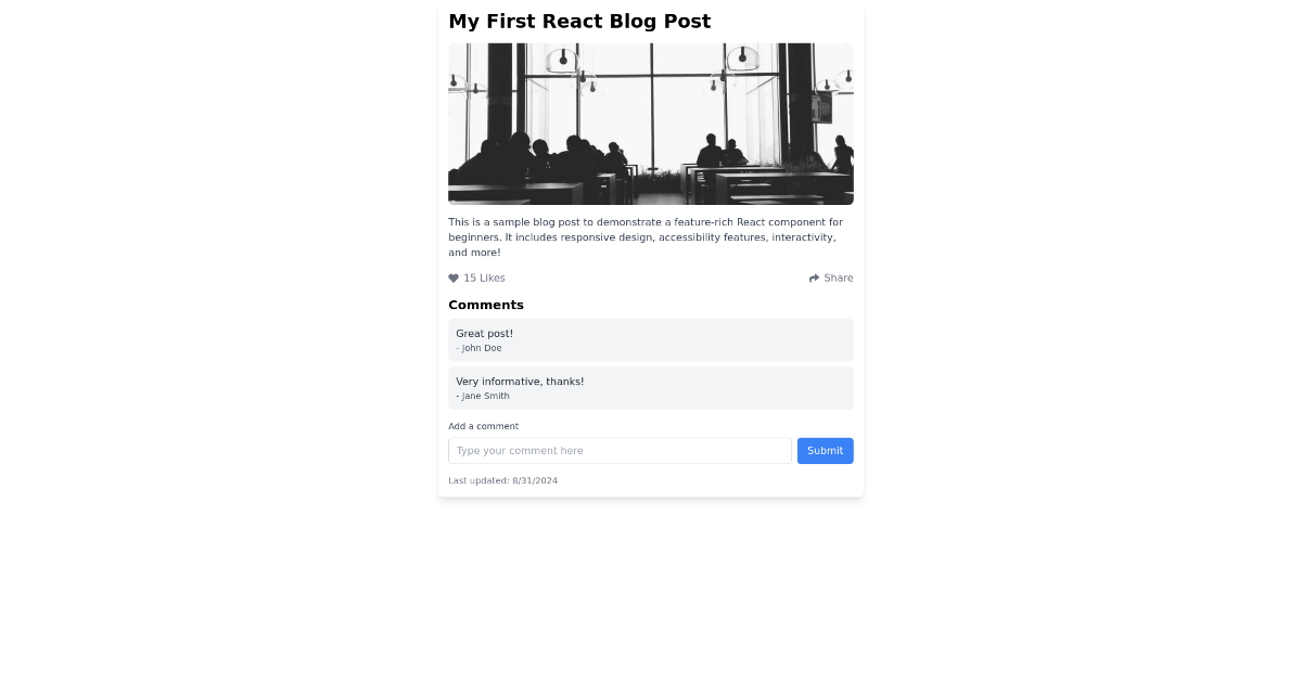 Blog Post - Free React, Tailwind Component