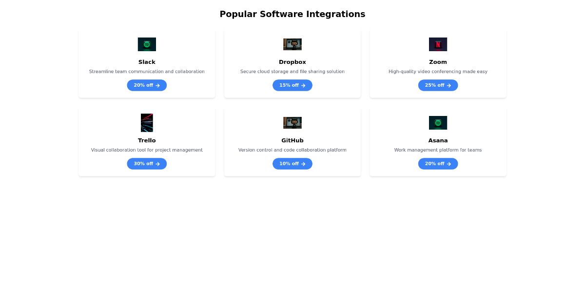 Software Integration Grid - Free React, Tailwind Component