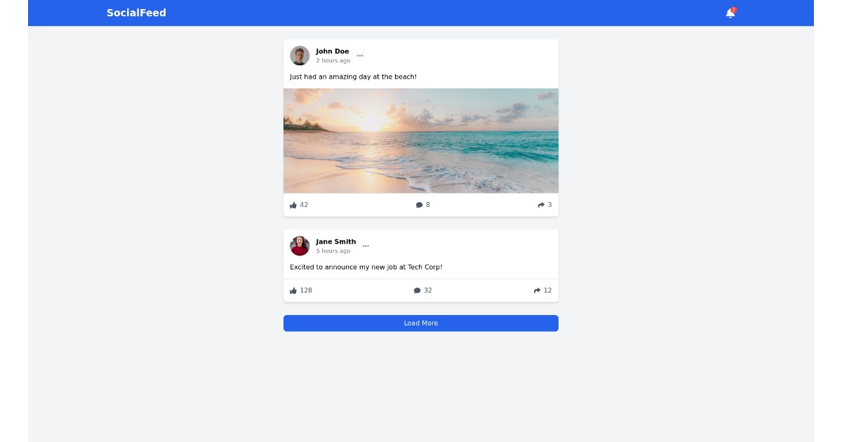Home Feed - Free React, Tailwind Component