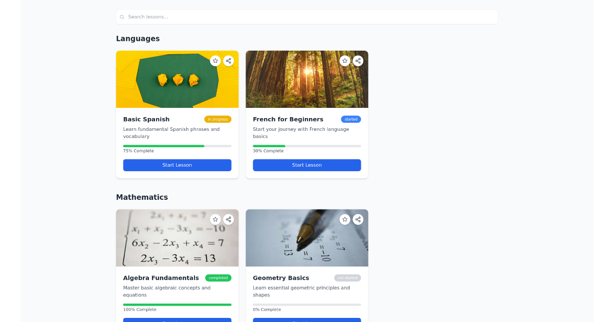 Lessons - Free React, Tailwind Component