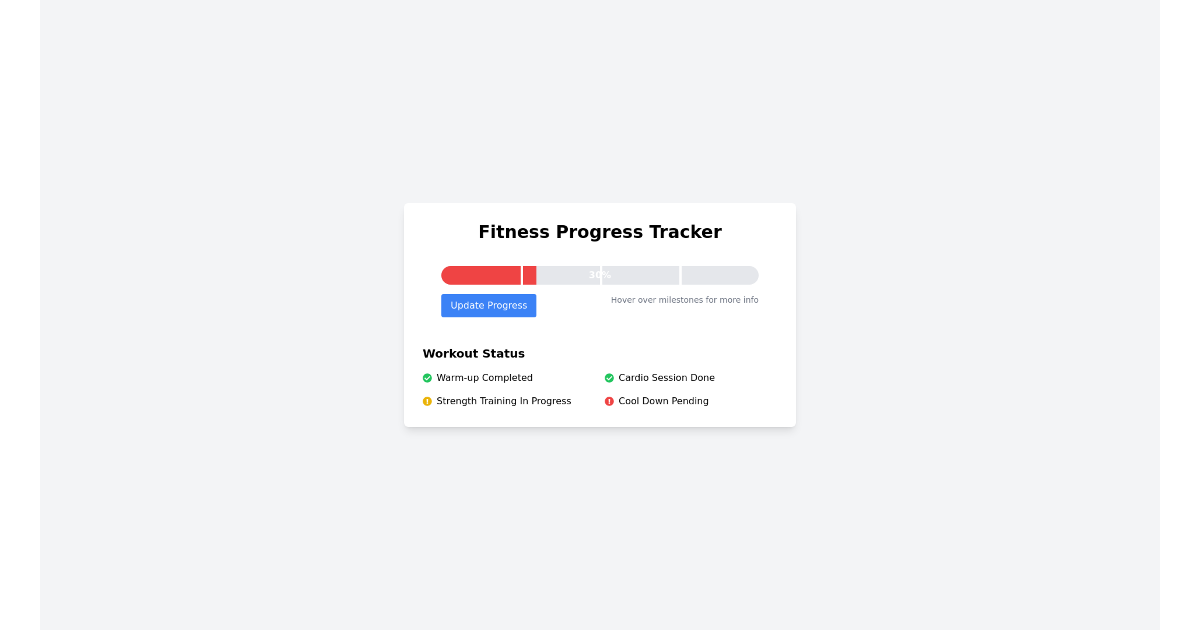 React Horizontal Progress Bar Component with Tailwind CSS