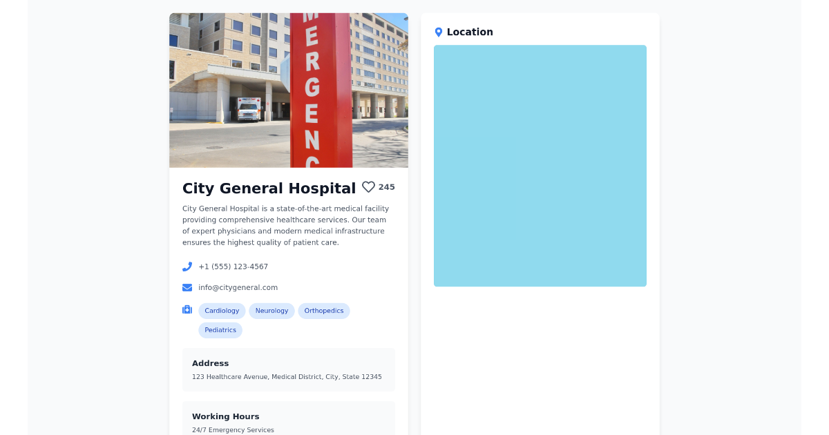 Hospital Page - Free React, Tailwind Component