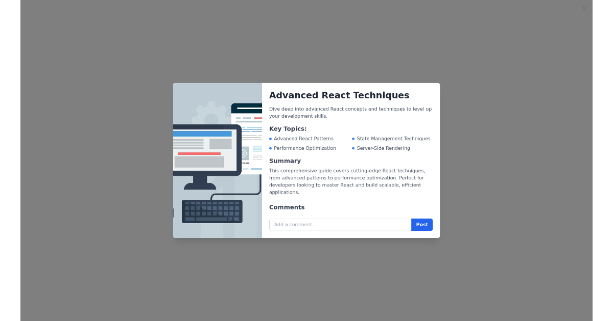 Content Download Modal - Free React, Tailwind Component