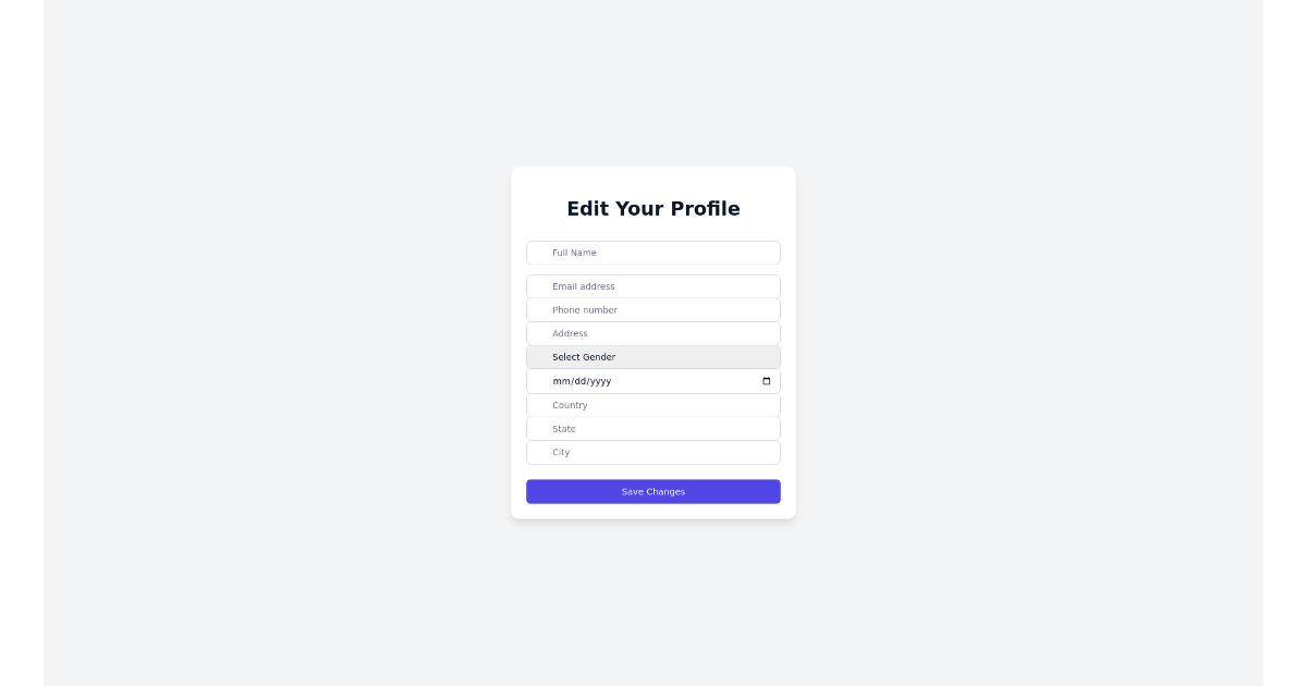 Edit Profile Form - Free React, Tailwind Component