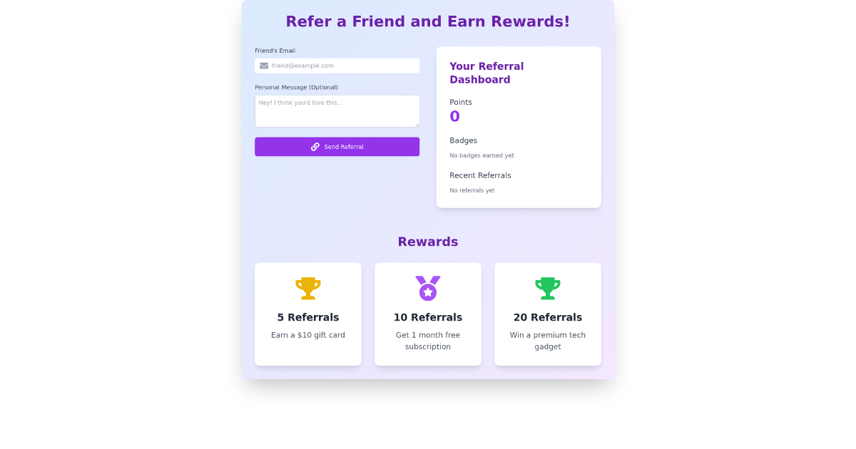 Referral Component - Free React, Tailwind Component