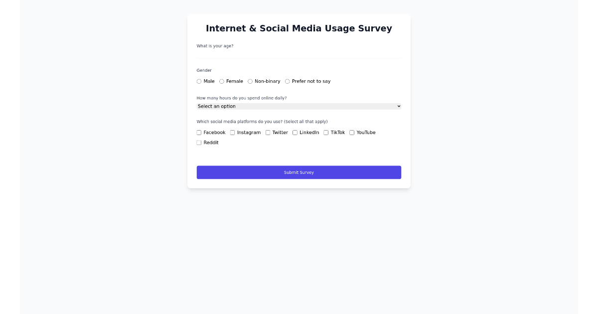 Survey Form - Free React, Tailwind Component