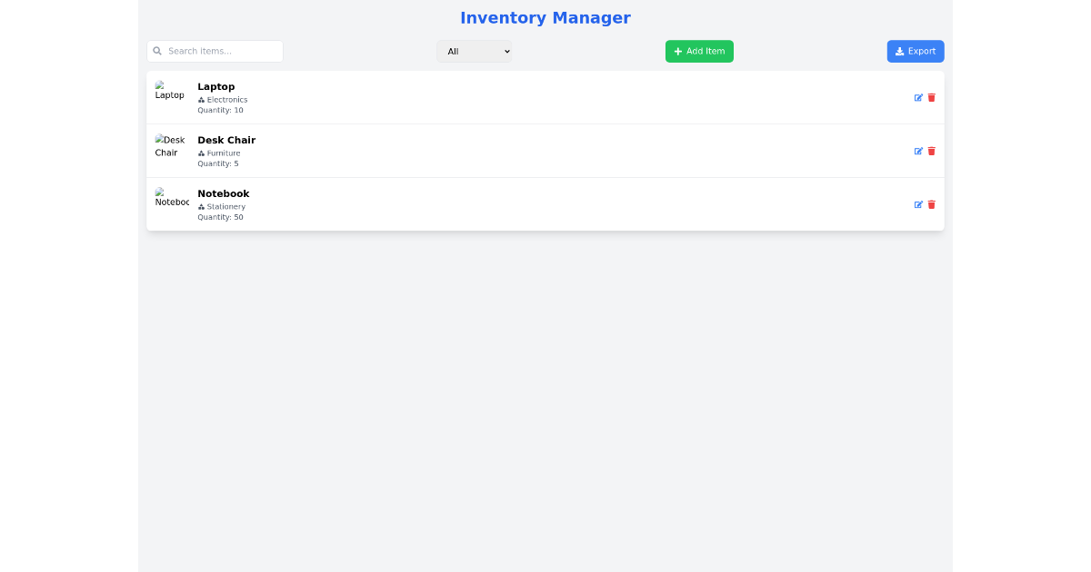 Inventory Manager - Free React, Tailwind Component