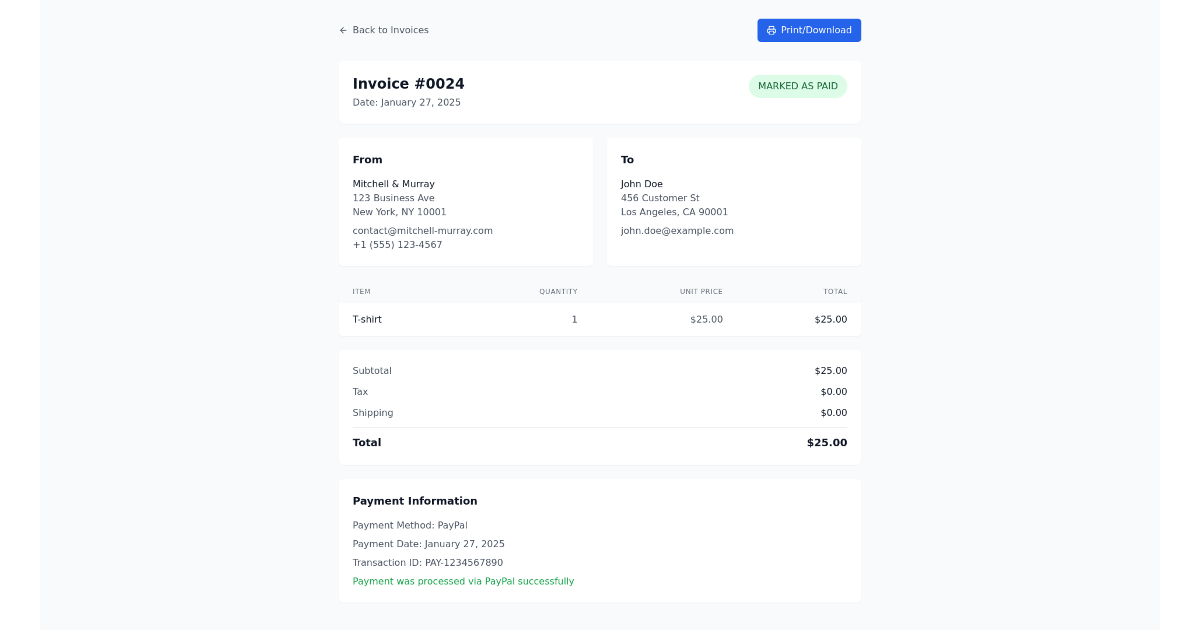 Invoice Details - Free React, Tailwind Component