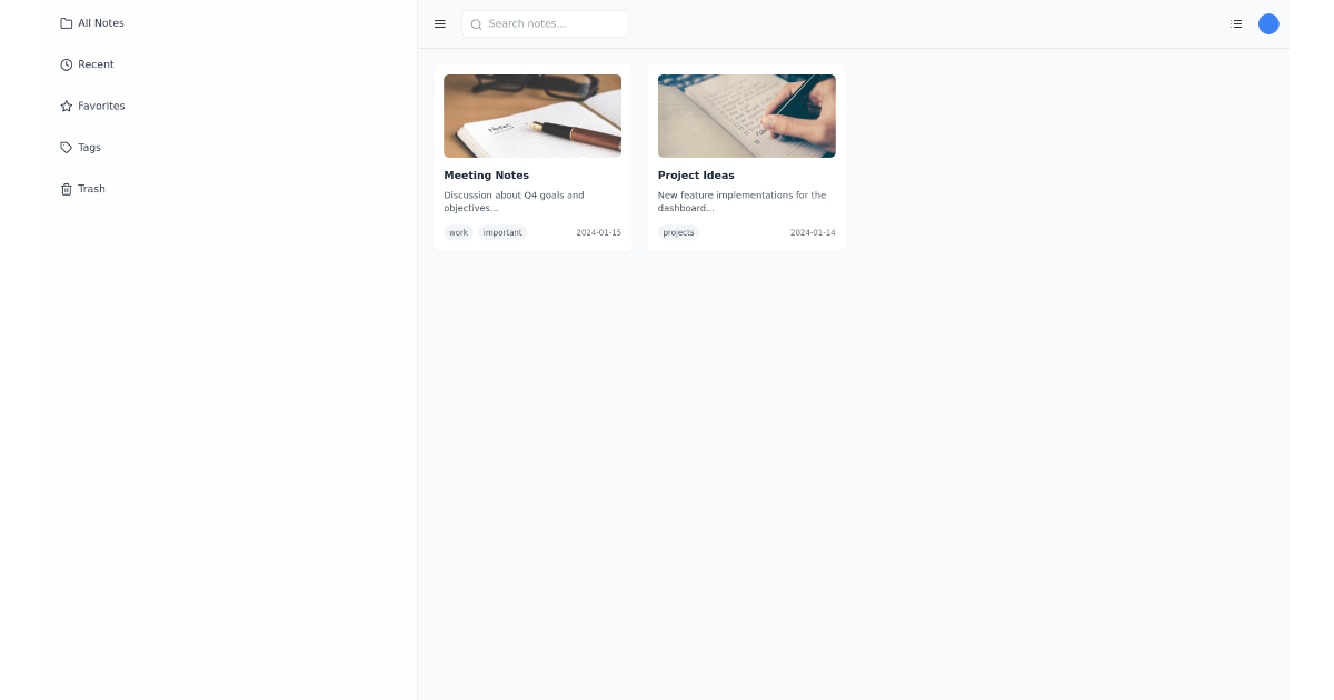 Note Taking App - Free React, Tailwind Component