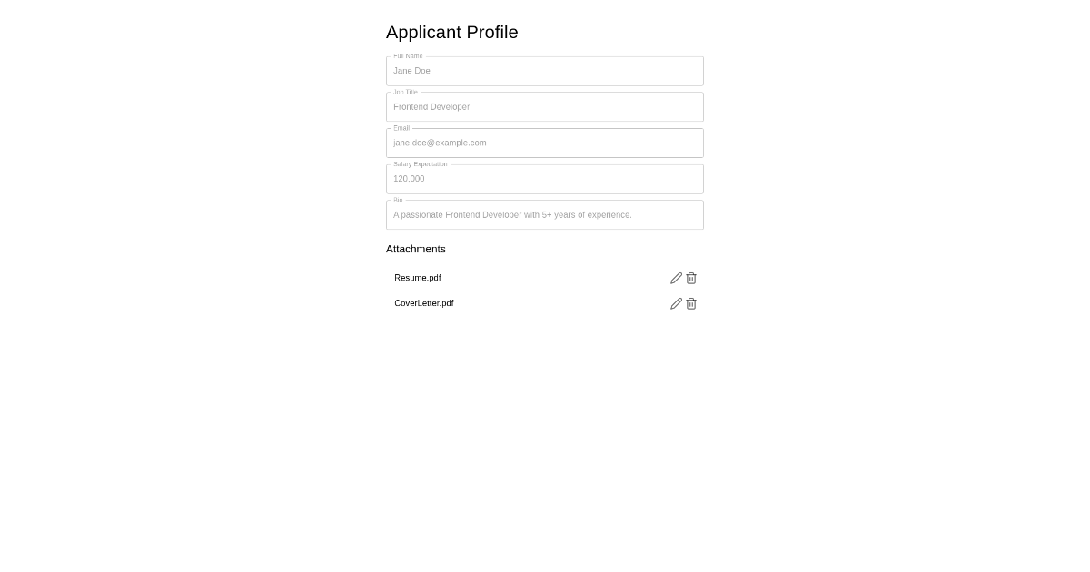 Applicant Details Form - Free React, Mui Component