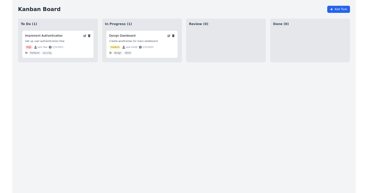 Initial Data - Free React, Tailwind Component