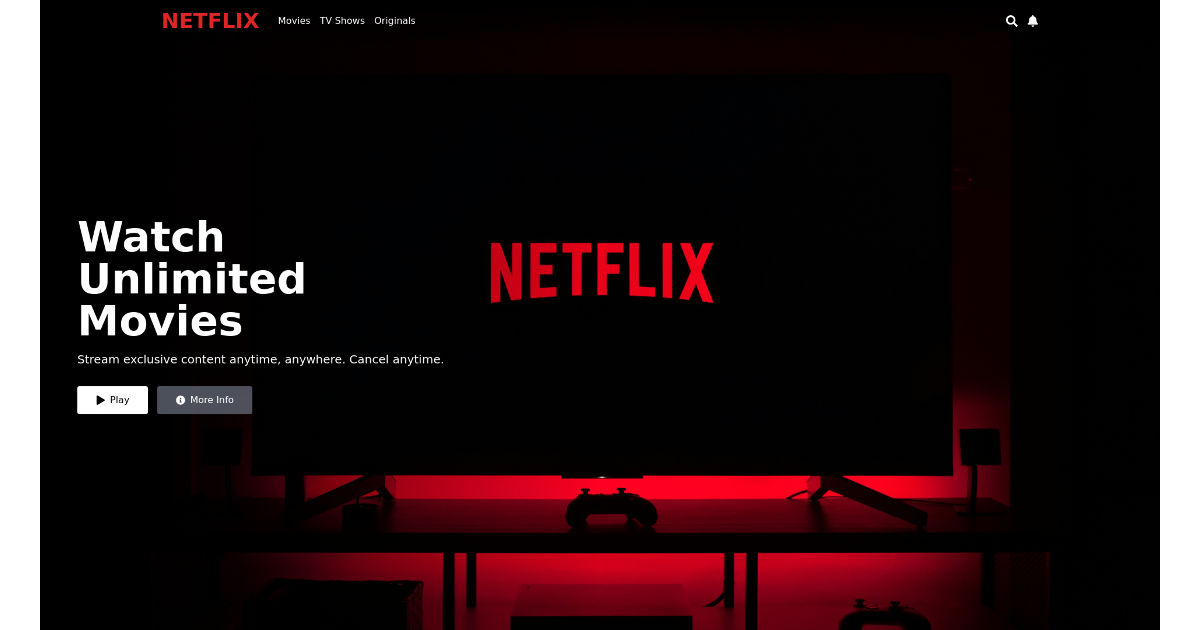 Netflix Landing - Free React, Tailwind Component