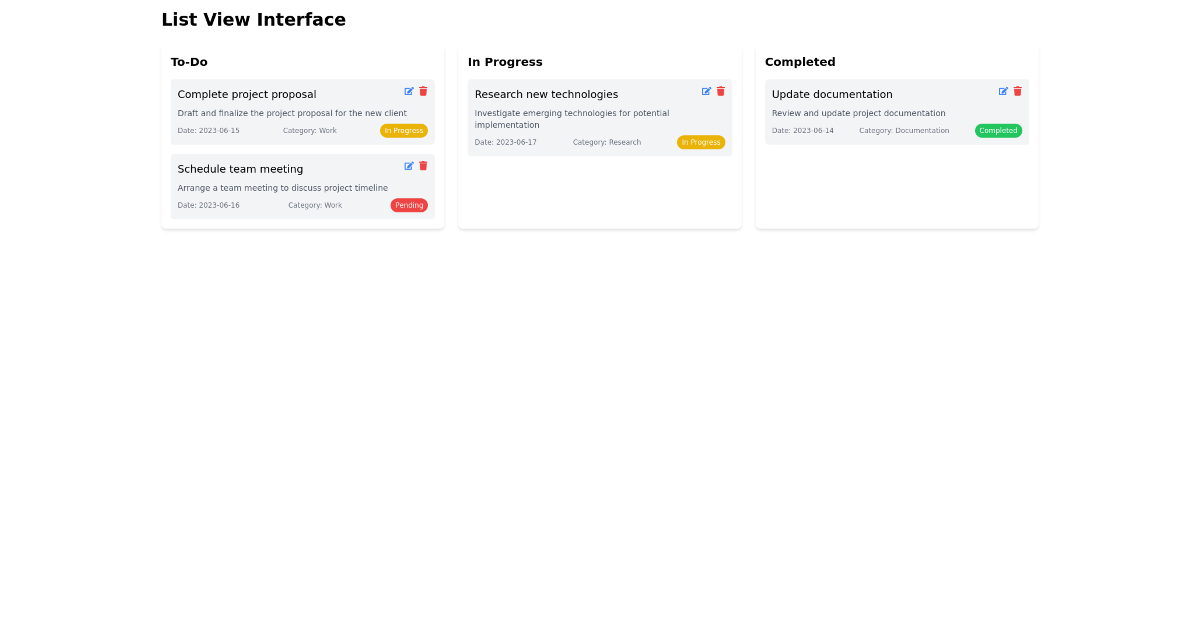 List View - Free React, Tailwind Component