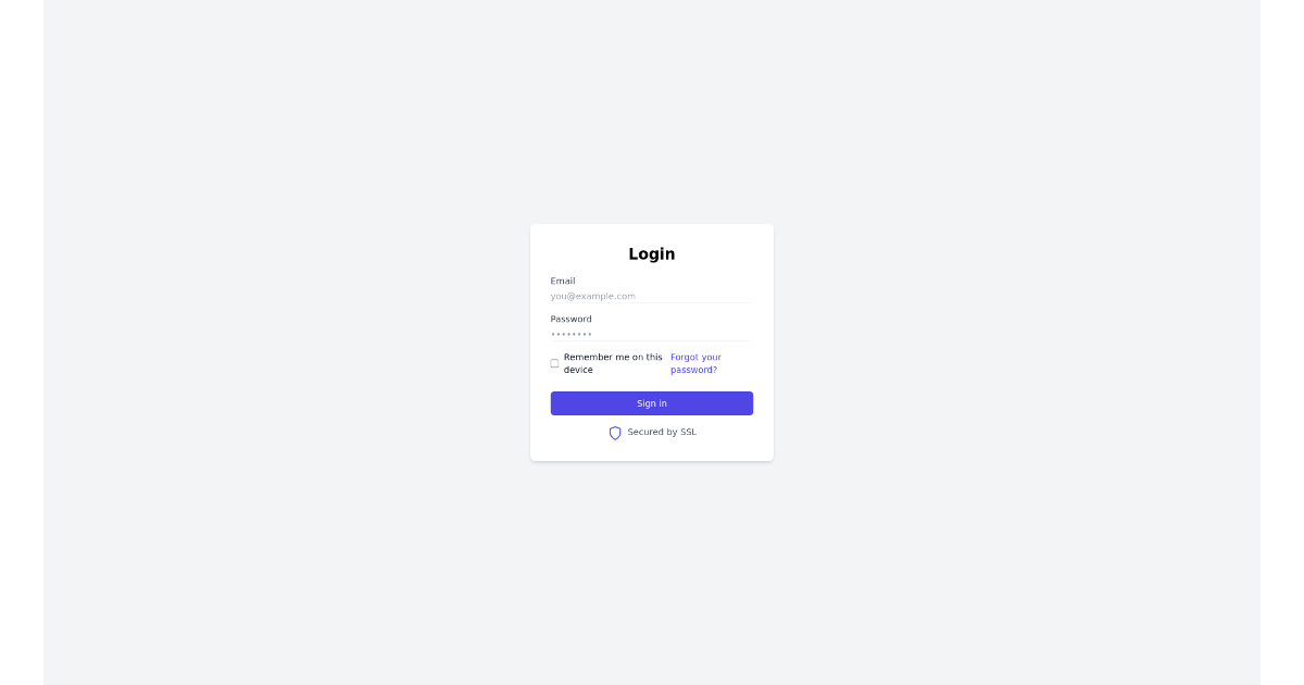 Login Form With Remember Me - Free React, Tailwind Component