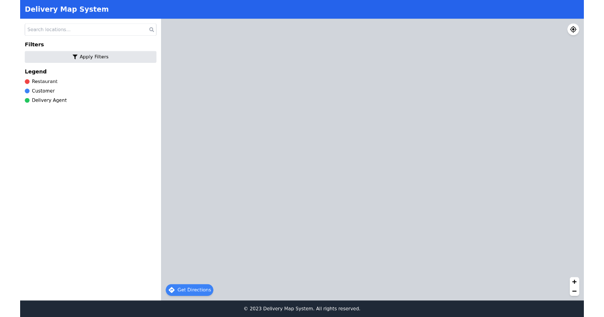 Responsive Map Interface with React & Tailwind for Delivery