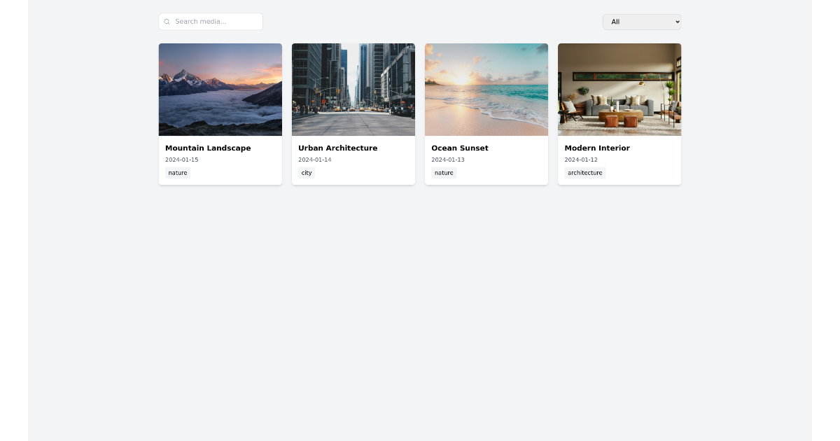 Media Library - Free React, Tailwind Component