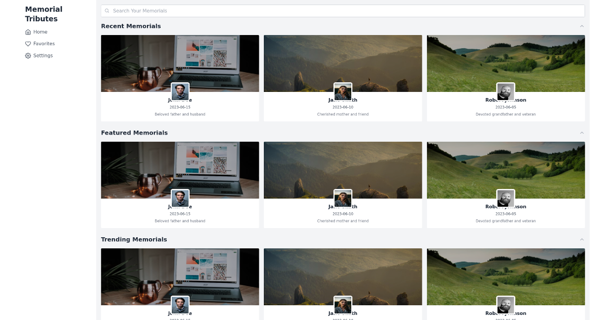 Memorial Page - Free React, Tailwind Component