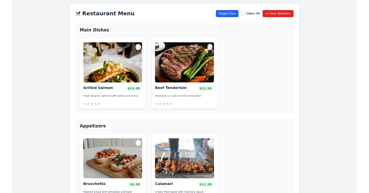 Menu List - Free React, Tailwind Component