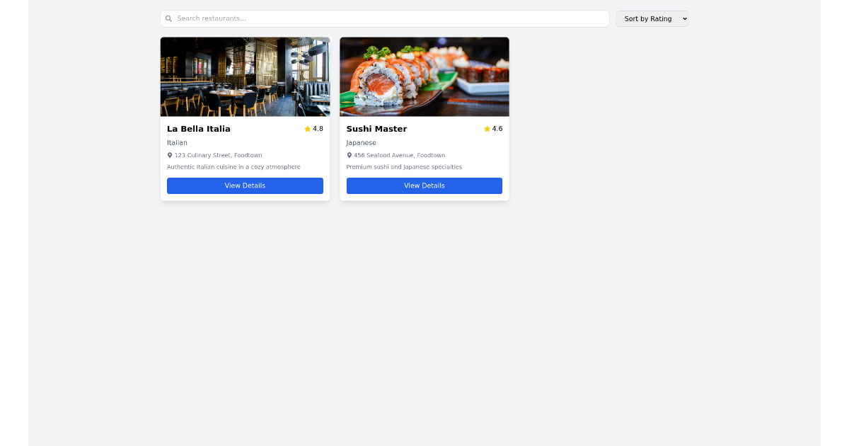 Restaurant Marketplace Free React Tailwind Component