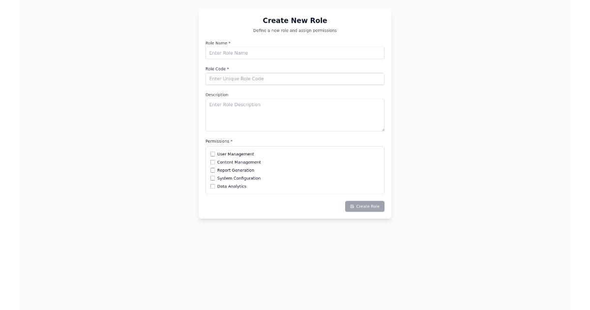 React New Role Interface - Assign Permissions Easily