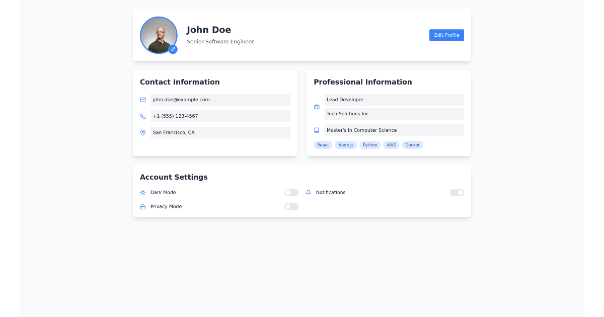 User Profile - Free React, Tailwind Component