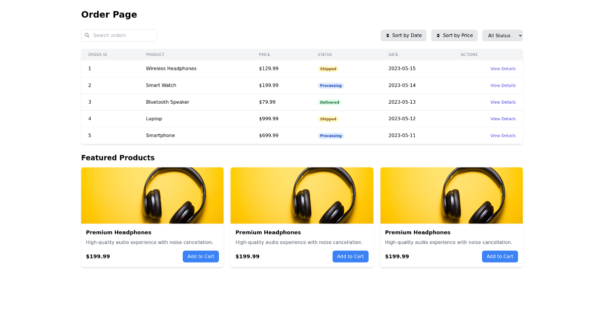 Products - Free React, Tailwind Component