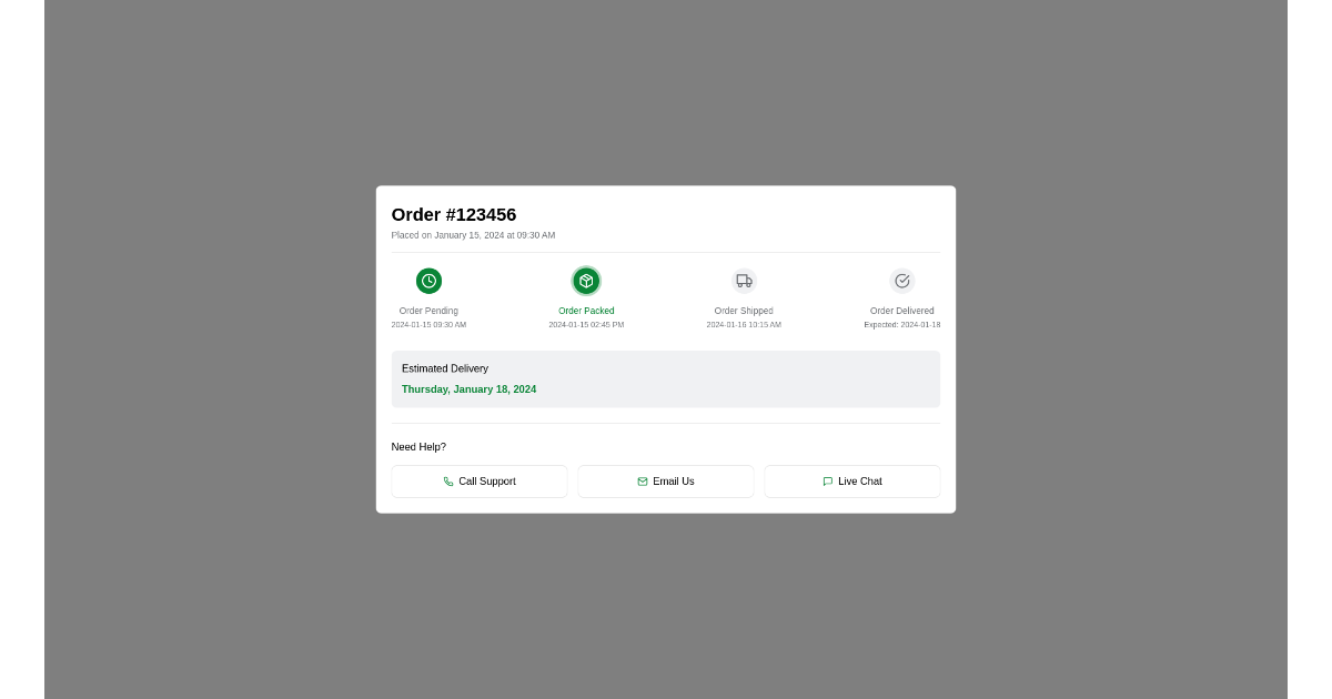 Order Tracking Modal - Free React, Tailwind Component