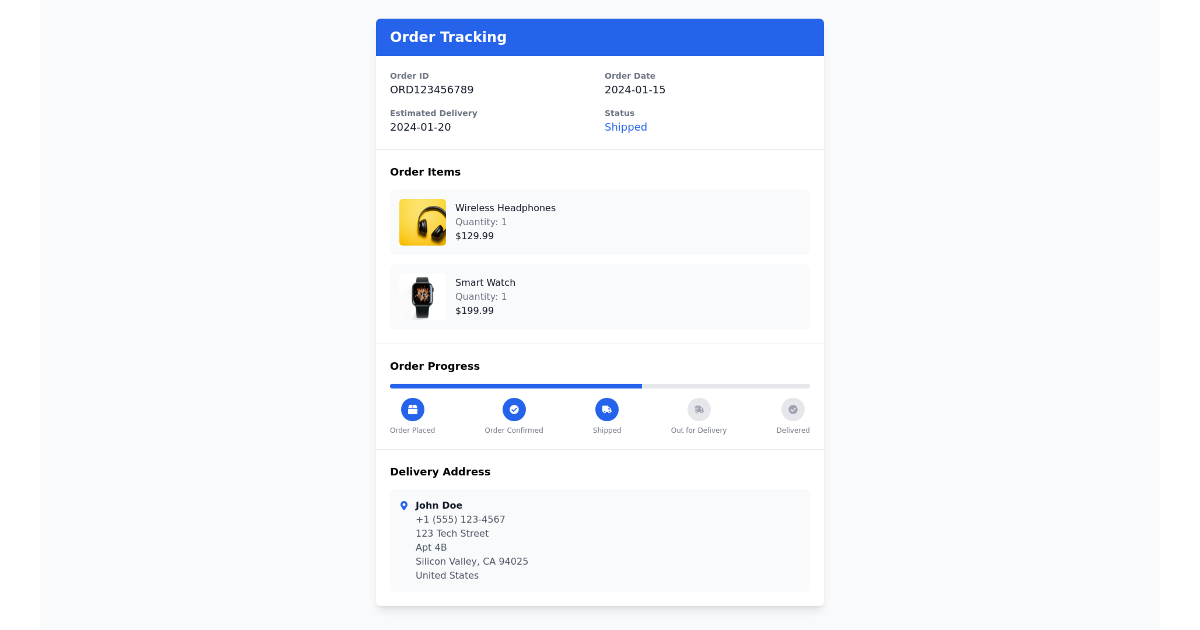 Order Tracking - Free React, Tailwind Component