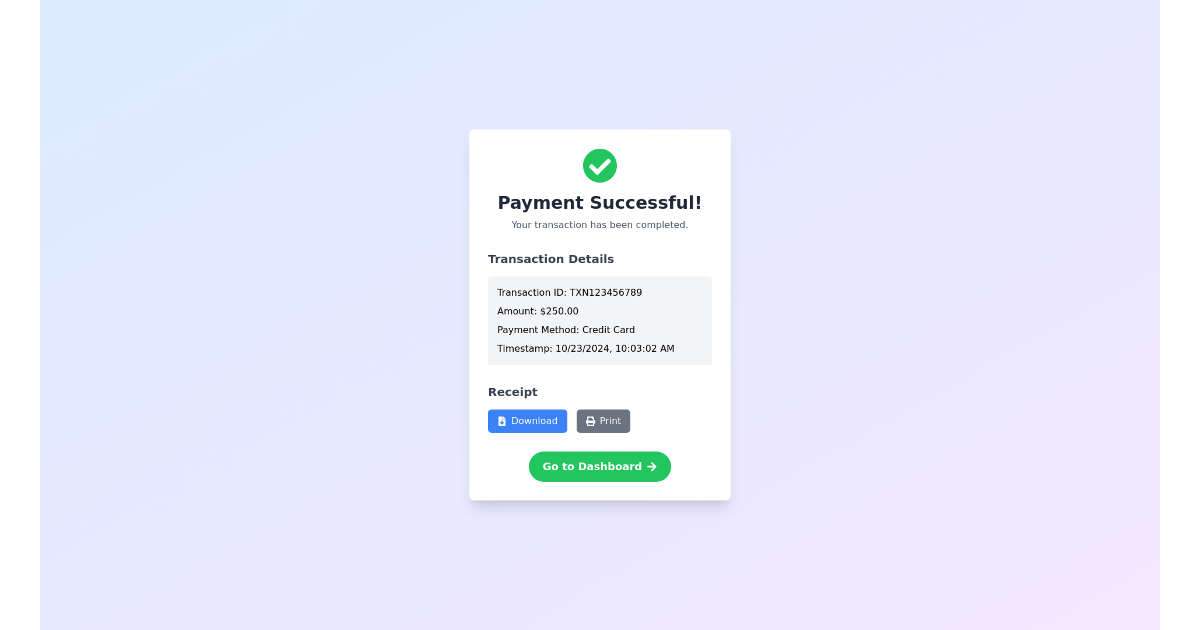 Payment Completion Page - Free React, Tailwind Component
