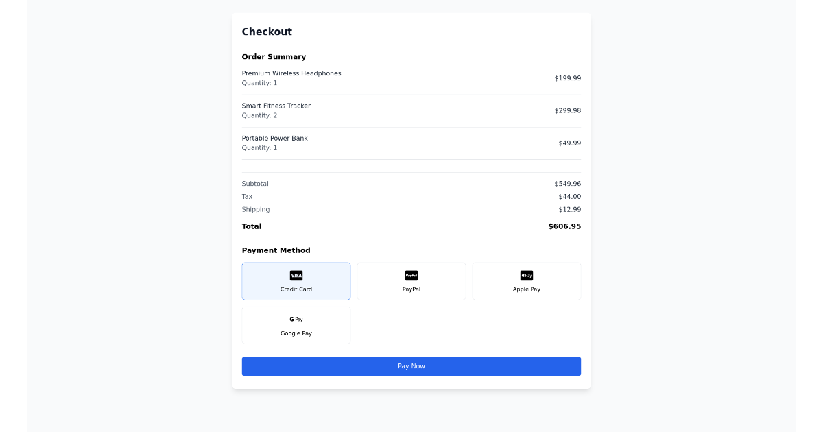 Payment Interface - Free React, Tailwind Component