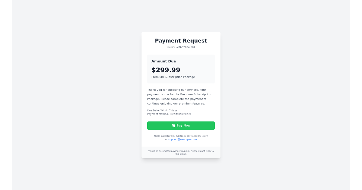 Payment Request Email - Free React, Tailwind Component