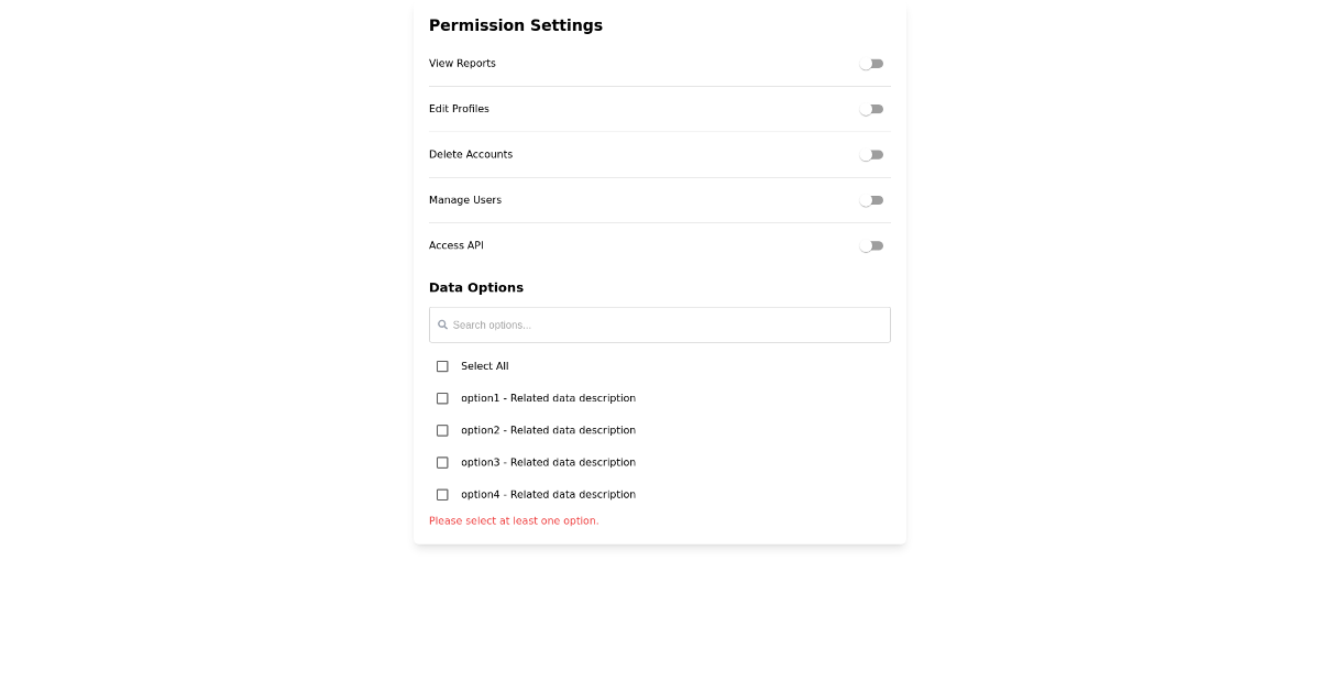 Permission Settings - Free React, Tailwind Component