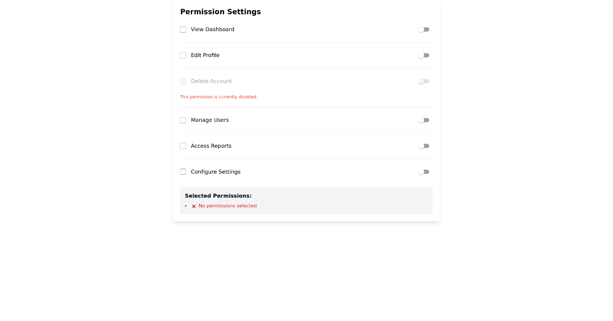 Permission Settings - Free React, Tailwind Component