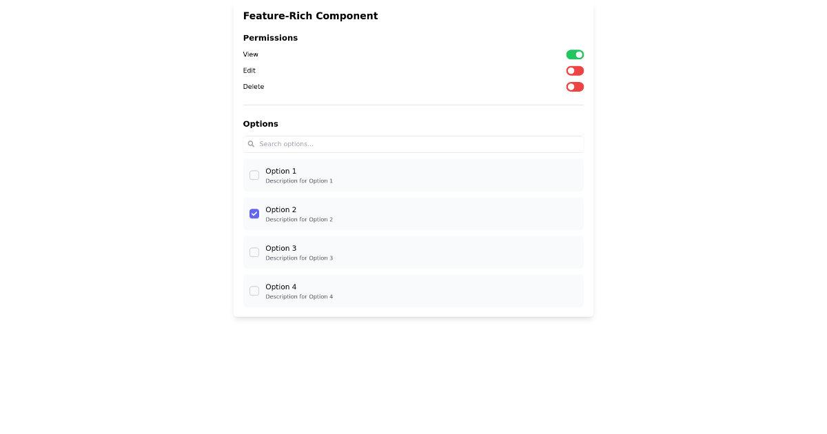 Feature Rich Component - Free React, Tailwind Component