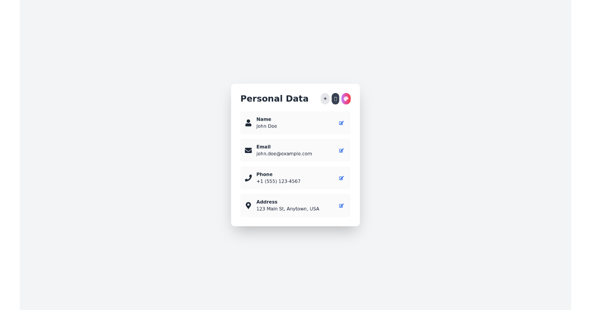 Personal Data Card - Free React, Tailwind Component