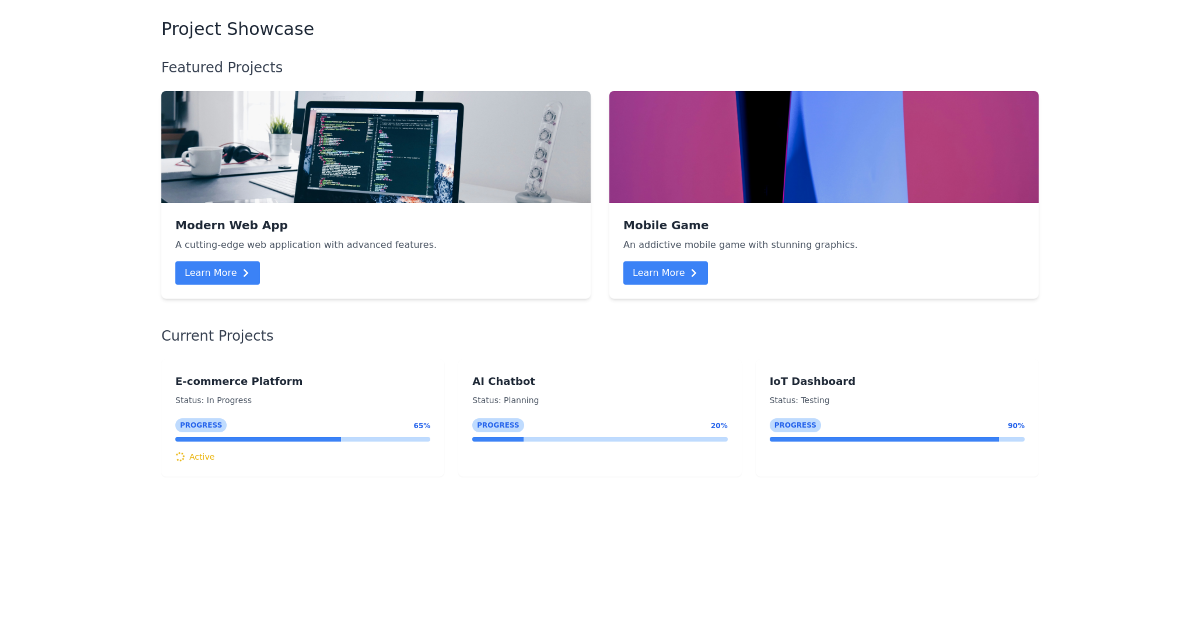 Project Showcase - Free React, Tailwind Component