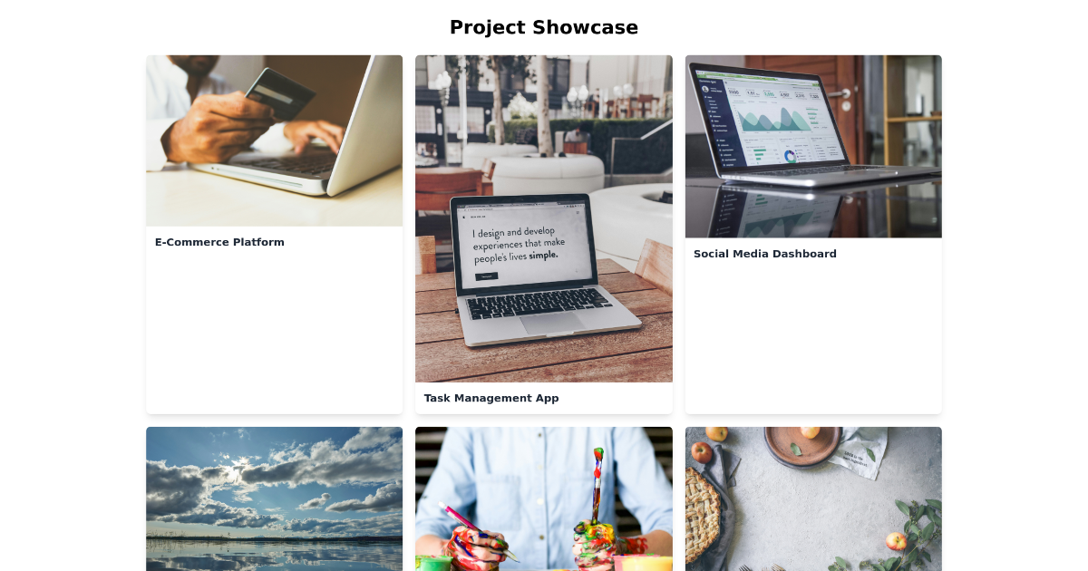 Project Showcase - Free React, Tailwind Component