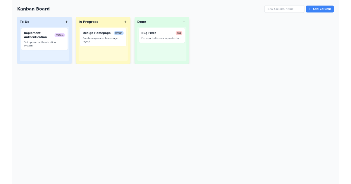 Initial Columns - Free React, Tailwind Component