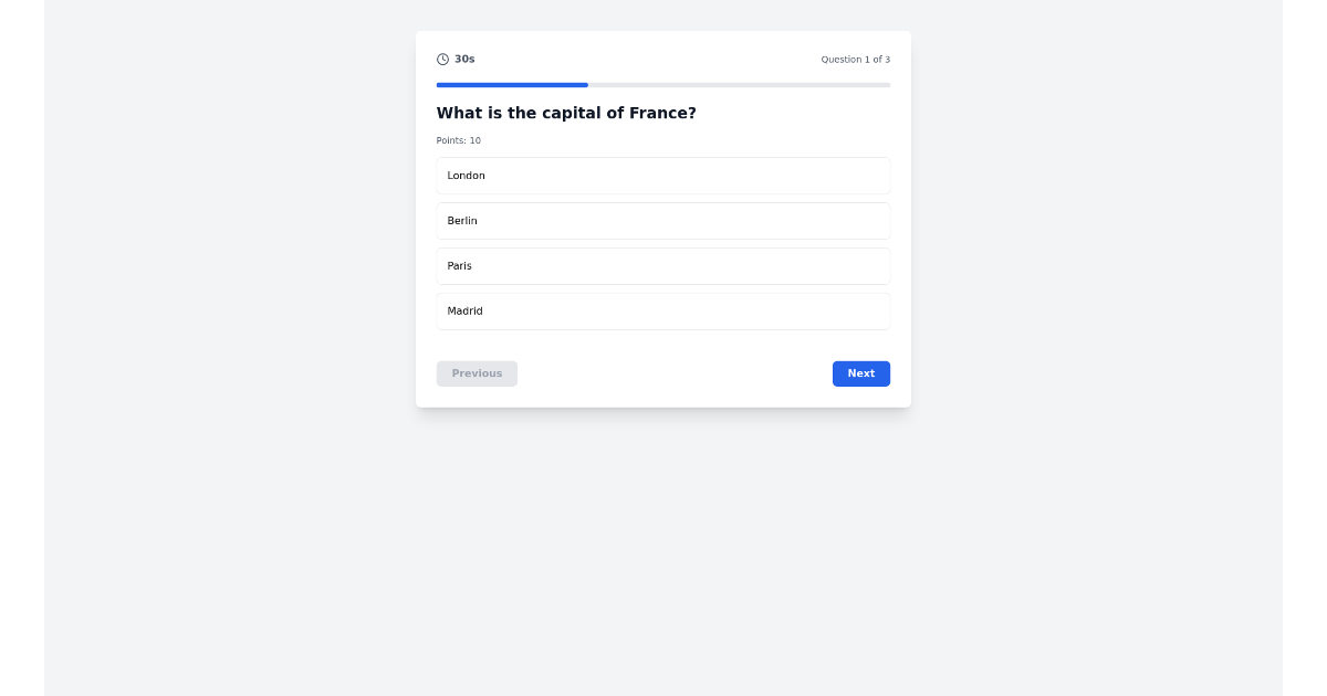 Quiz Component - Free React, Tailwind Component