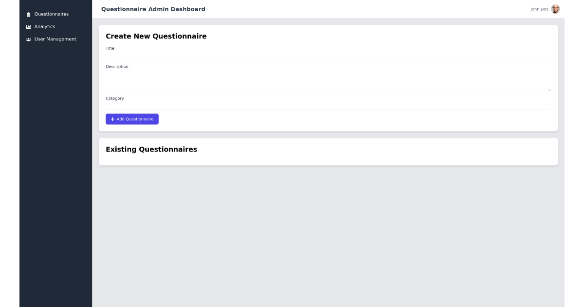 Questionnaire Admin Dashboard - Free React, Tailwind Component