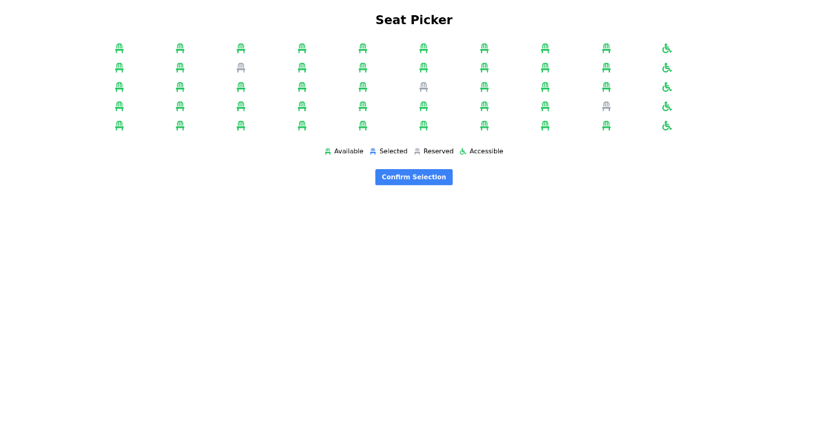 Seat Picker - Free React, Tailwind Component