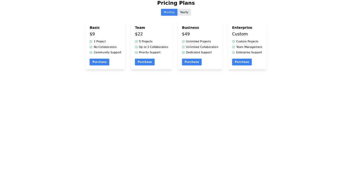 Pricing Plan Card - Free React, Tailwind Component