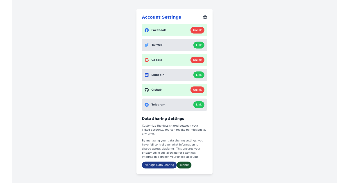 Account Settings - Free React, Tailwind Component