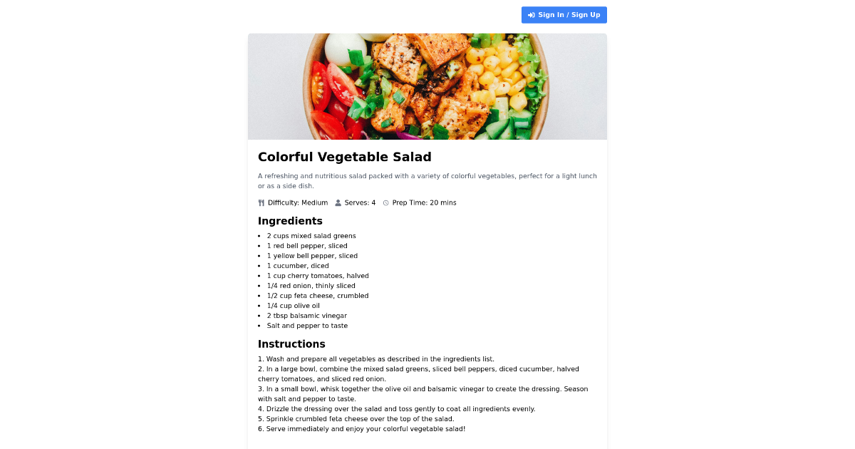 Recipe Review App - Free React, Tailwind Component
