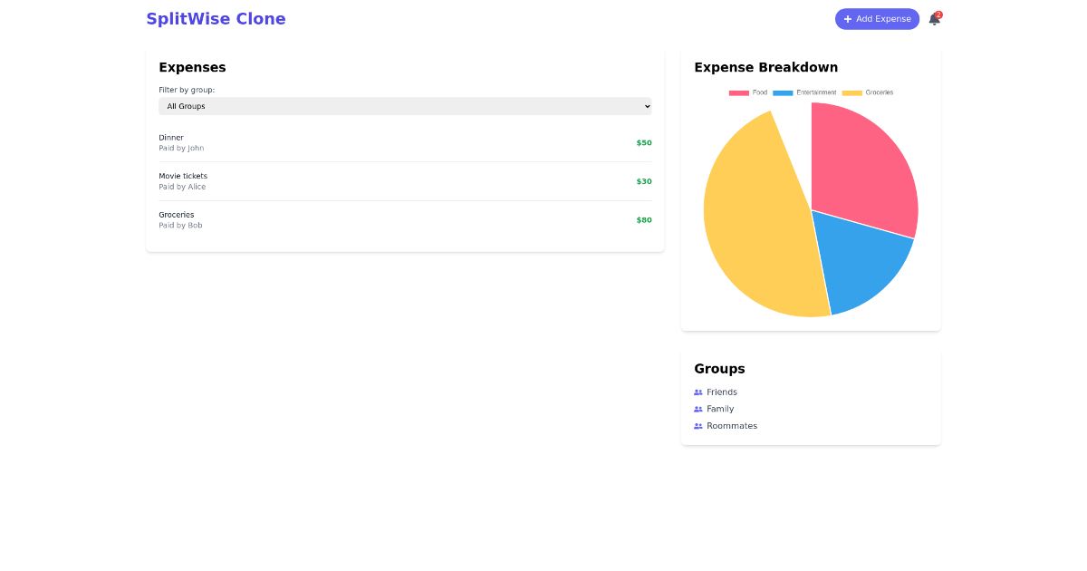 Split Wise Clone - Free React, Tailwind Component