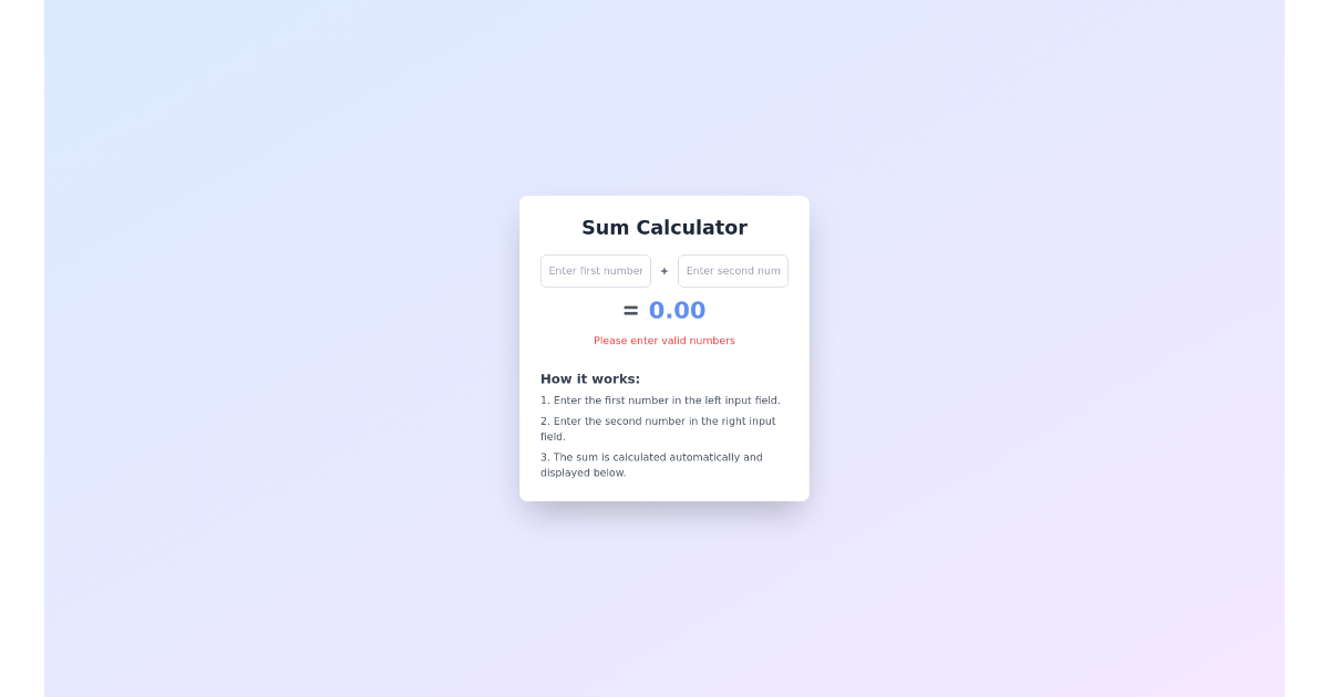 Sum Calculator - Free React, Tailwind Component