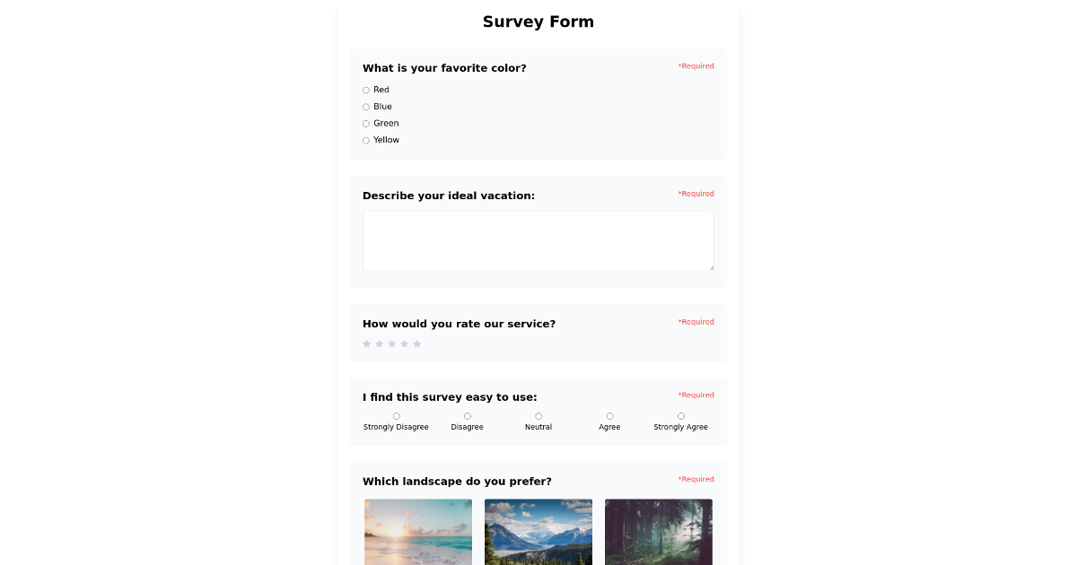 React Survey Component with Tailwind CSS - Flexible and Customizable