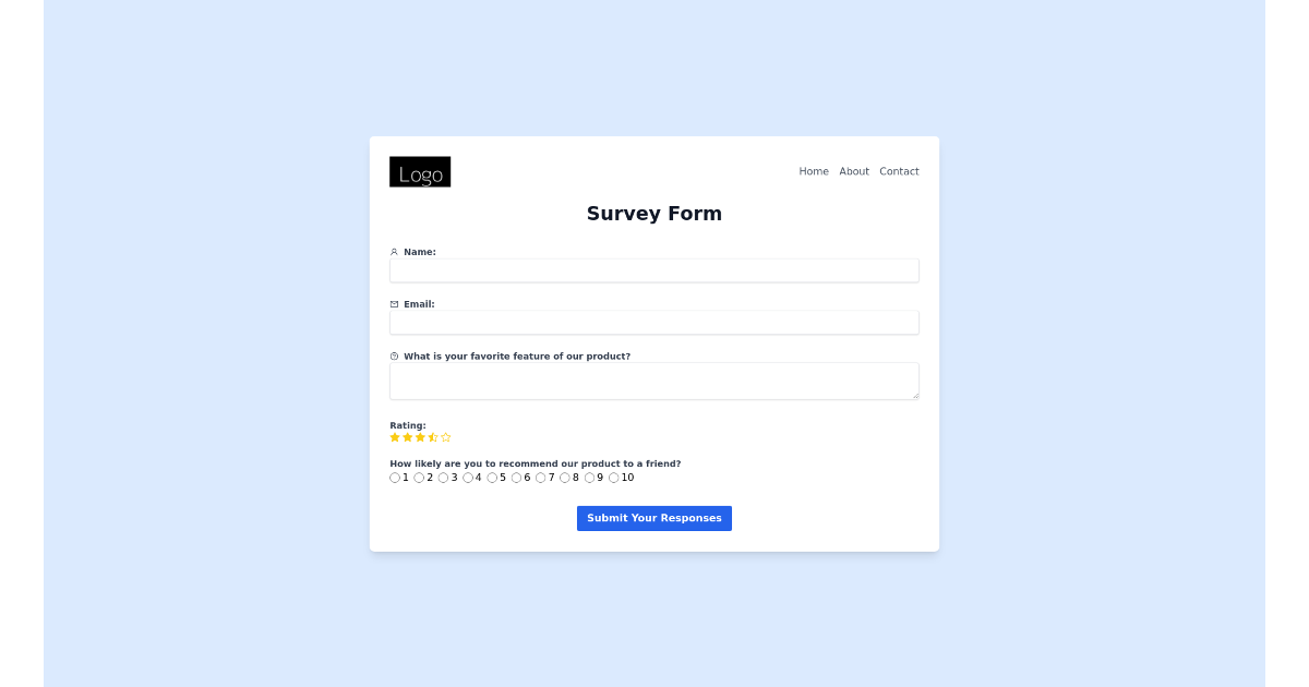 Survey Form Layout - Free React, Tailwind Component
