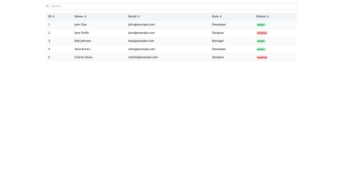 Scrollable Table - Free React, Tailwind Component
